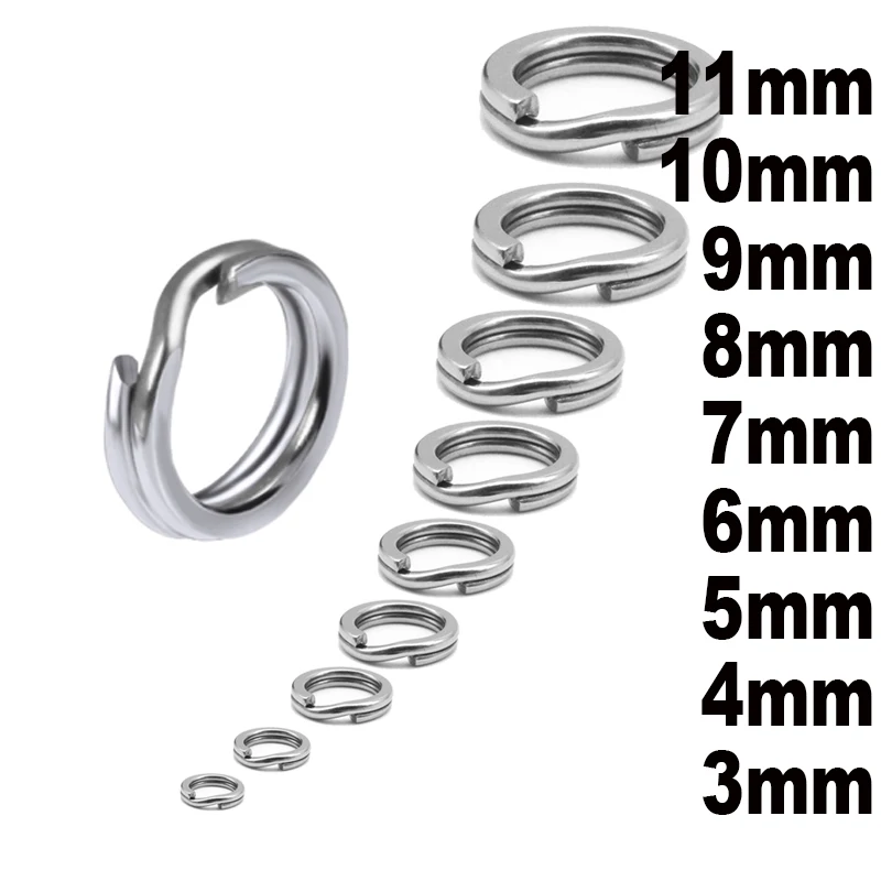 50pcs/lot Stainless Steel Split Ring Fishing Double Oval Solid Split ...