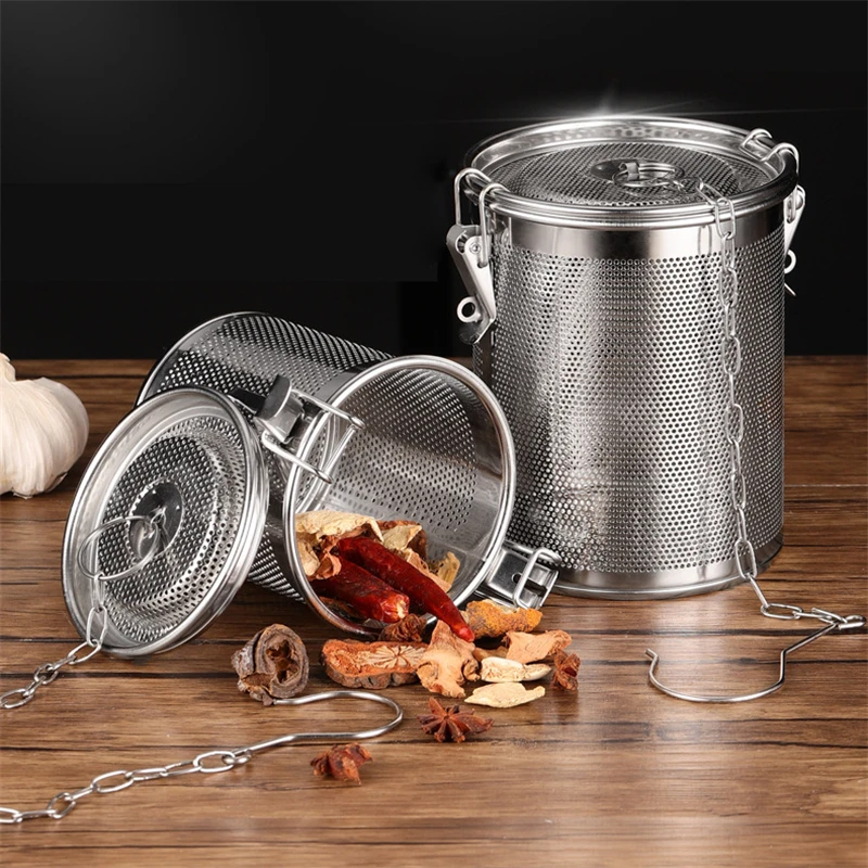 Round-Hole-Stainless-Steel-Seasoning-Basket-Fine-Mesh-Food-Strainer ...