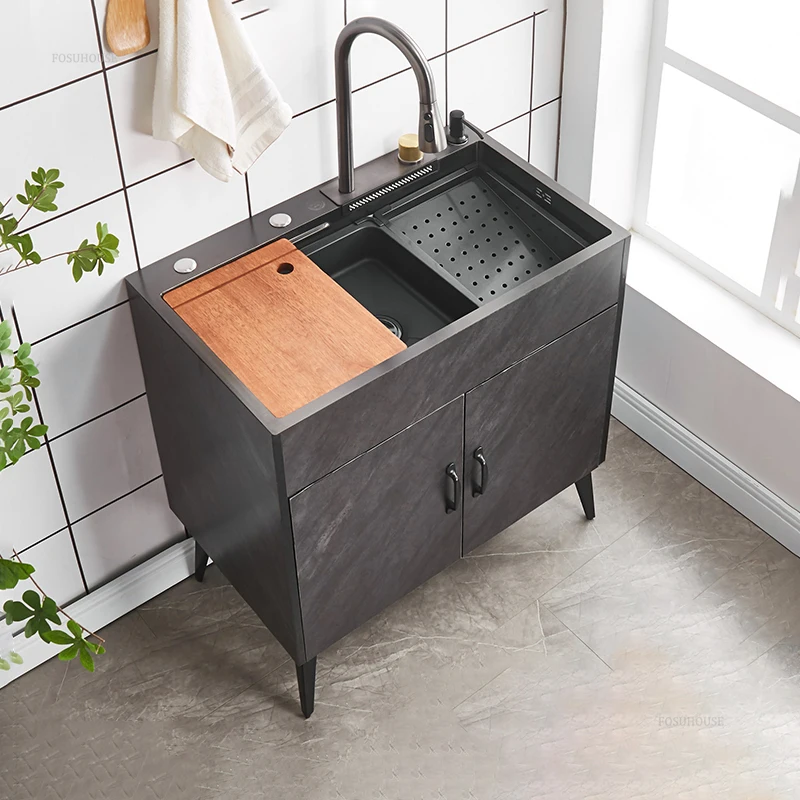 Nano-Stainless-Steel-Kitchen-Sinks-Integrated-Cabinet-Home-Wash-Basin ...