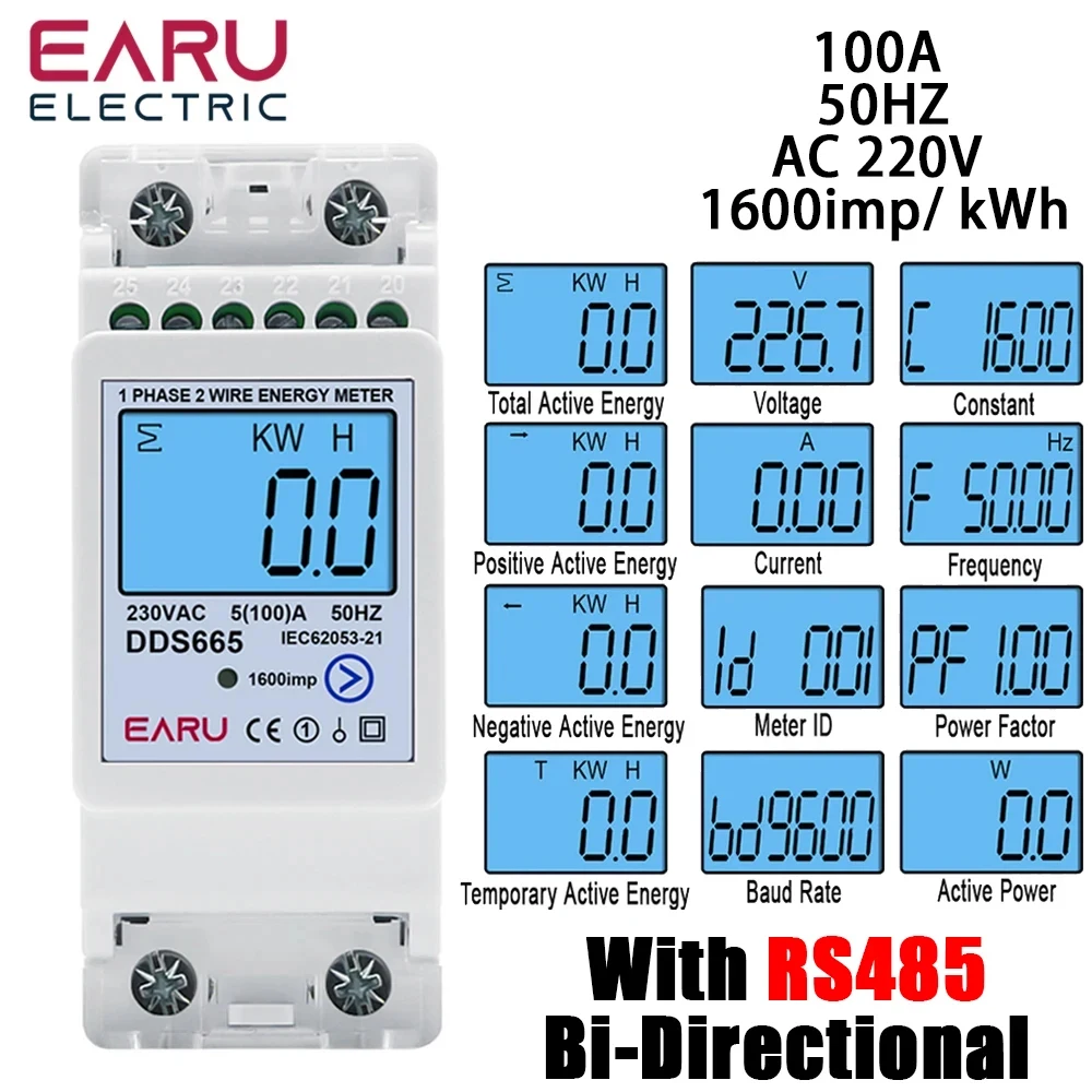 100A-Multifunction-Bi-Directional-Energy-Meter-Reset-Zero-kWh-Solar-PV ...