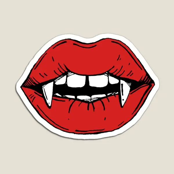 Vampire-Red-Lips-On-Black-Background-Magnet-Funny-Colorful-for-Fridge ...