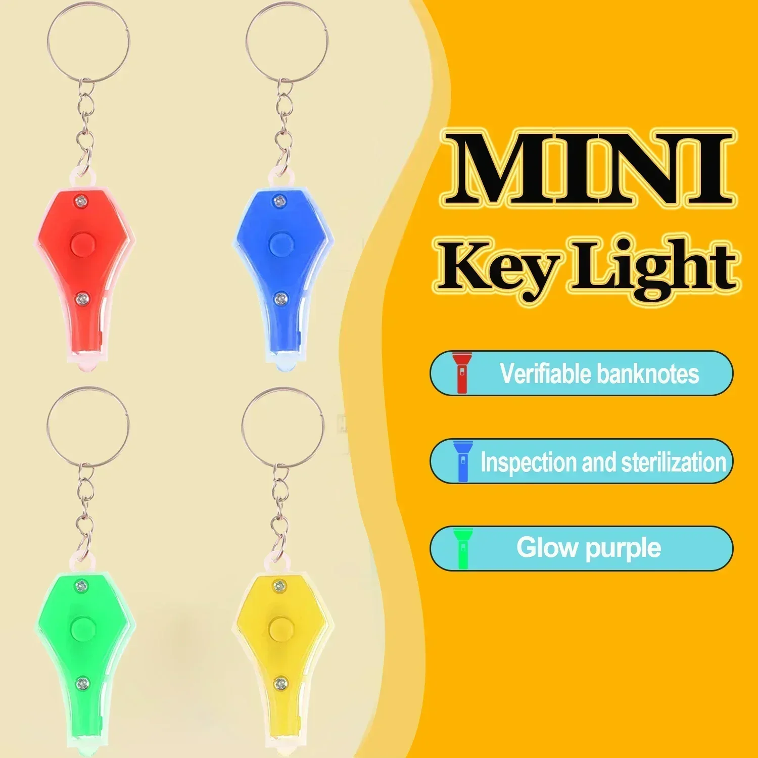 1-20 PCS 395nm Black Light Mini LED Keychain Lights UV Light Keychain ...