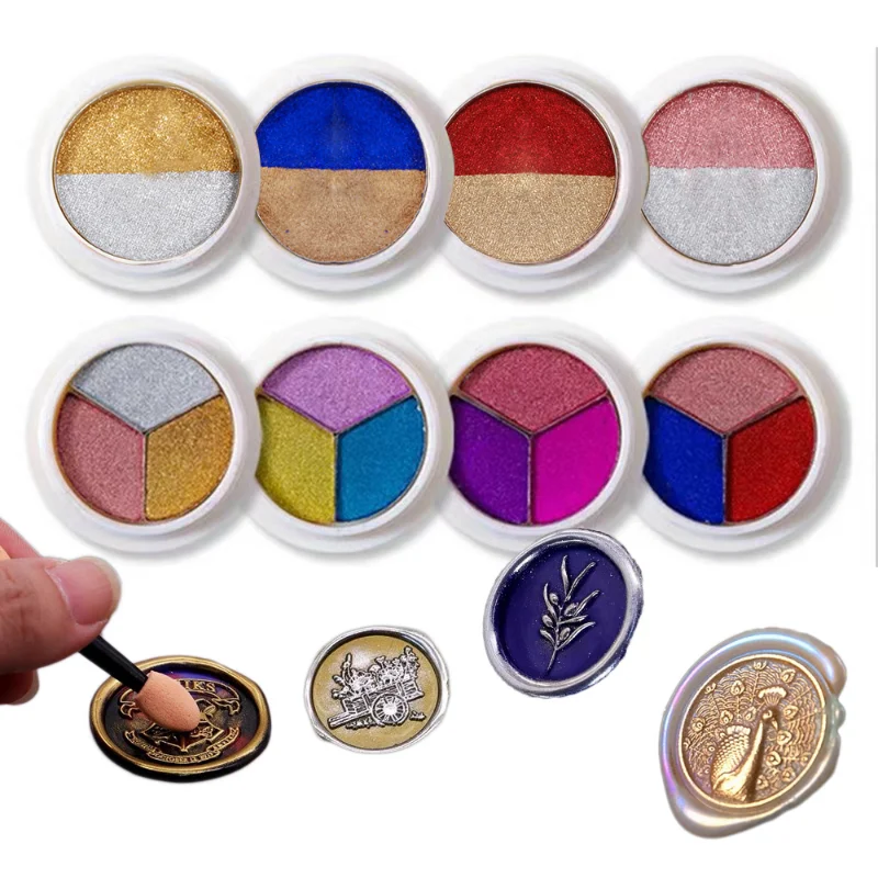 레트로 수제 스크랩북 봉투 왁스 씰 스탬프 장식 파우더 씰 오로라 컬러 파우더 청첩장 장식