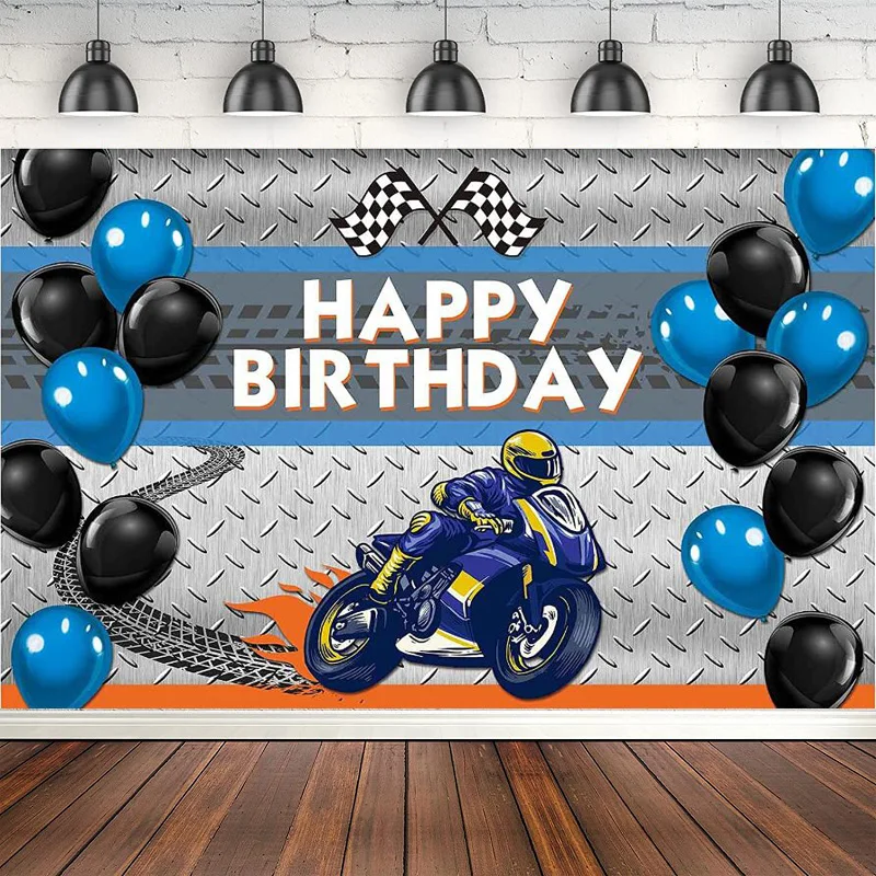 Motocross-Birthday-Party-Photography-Backdrop-For-Boys-Black-And-Blue ...