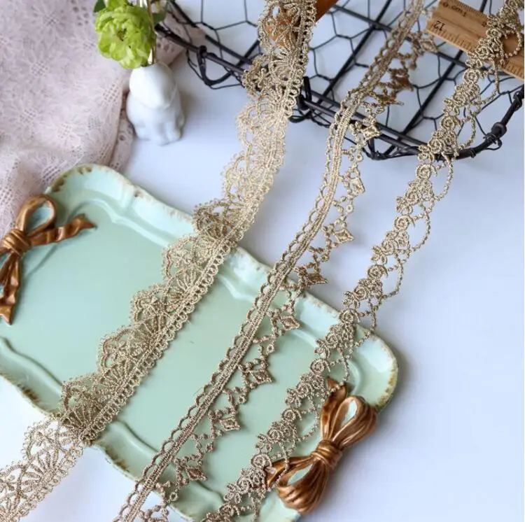 2-Yards-Golden-Hollw-Style-Fabric-Diy-Lace-Wedding-Fluorescent-Lace ...