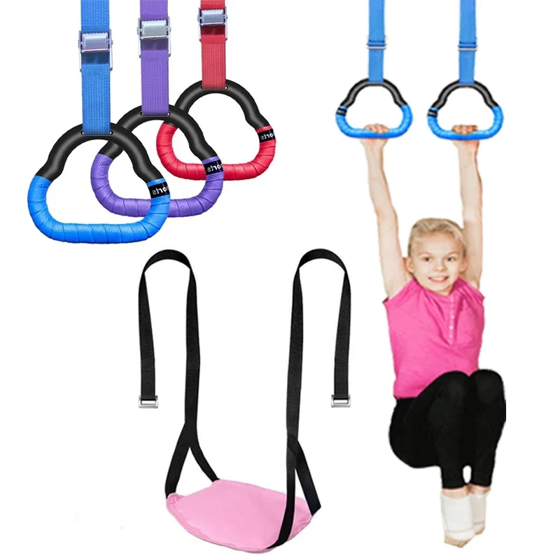 Home-Gymnastics-Rings-For-Kid-ABS-Gym-Ring-Adjustable-Straps-Buckles ...
