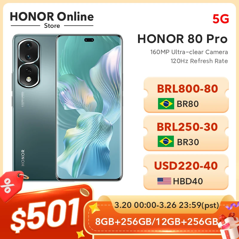 HONOR 80 Pro 5G Smartphone 160MP Ultra HD Main Camera Snapdragon 8+ 6. ...