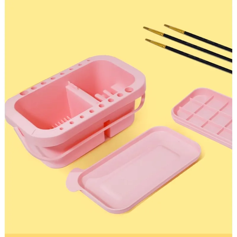 Multi-Use-Paint-Brush-Basin-with-Brushes-Holder-Washer-Trays-Palette ...