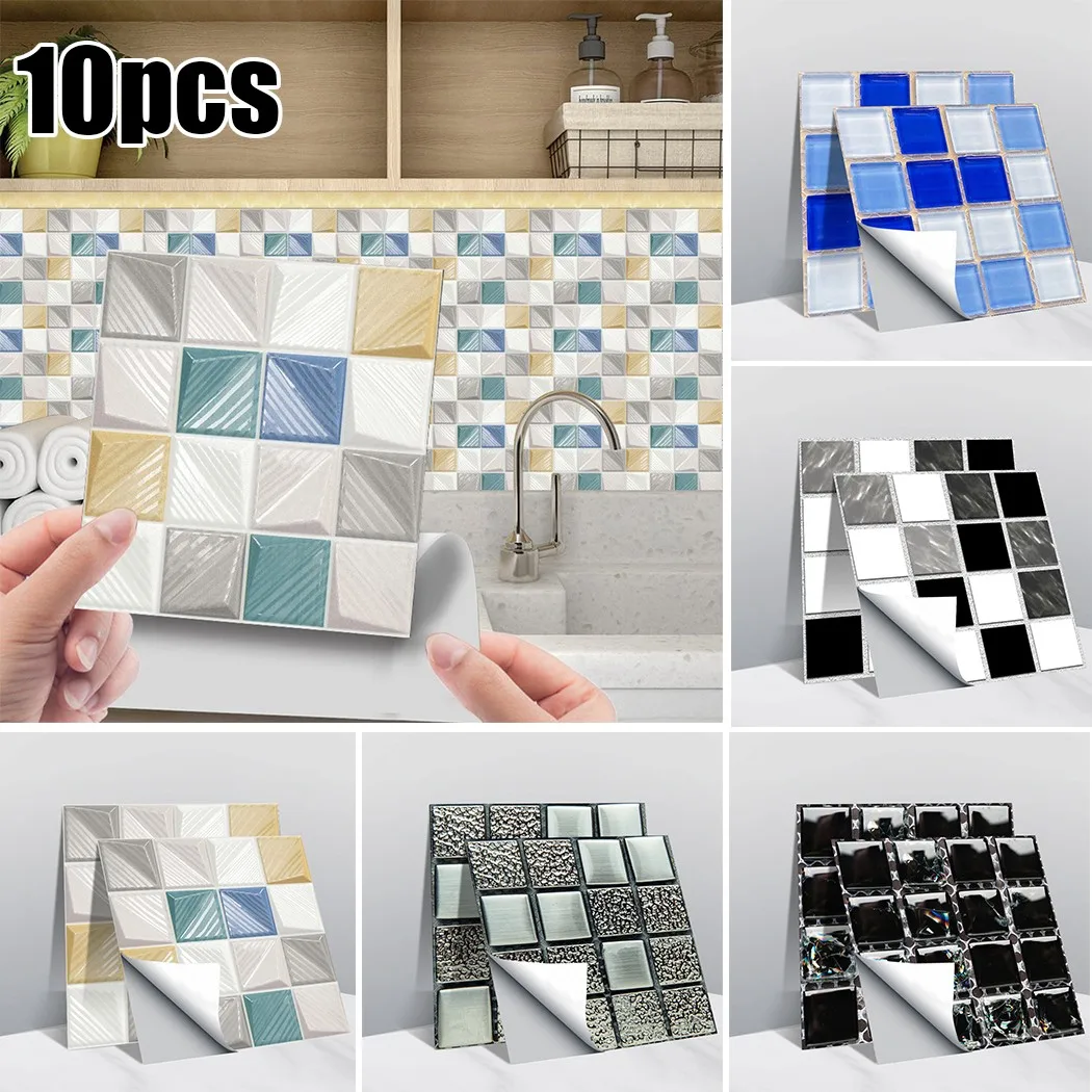 10pcs-Glitter-Mosaic-Tiles-Kit-10-10cm-Self-Adhesive-Wall-Stickers ...