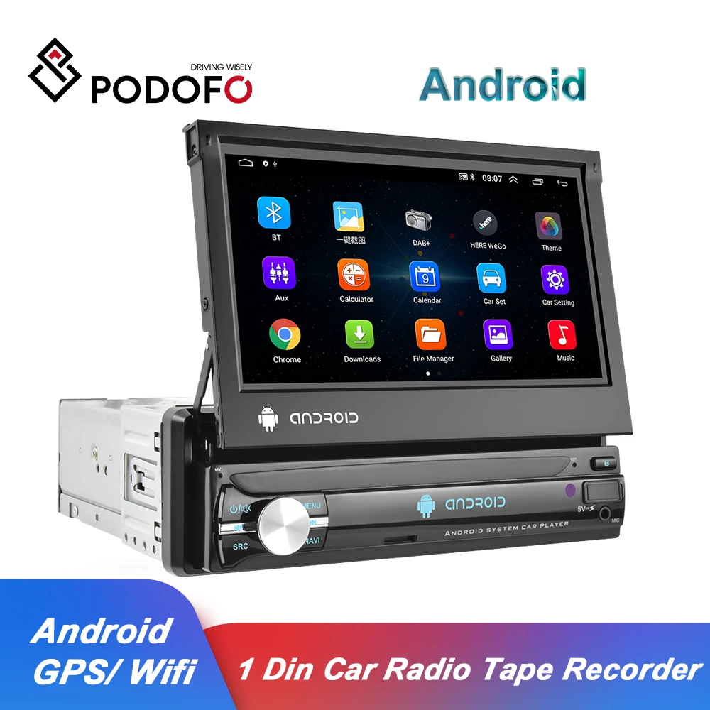Podofo Android 1 Din Car Radio Tape Recorder Gps Navigation 7" Hd ...