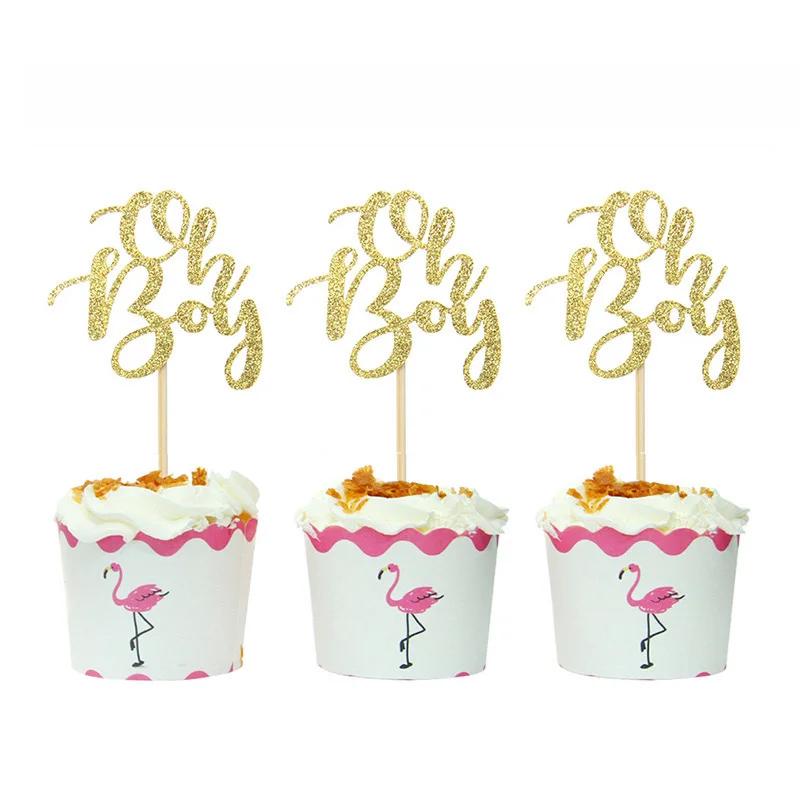 10ps-Cake-Decorations-Gold-Gilttery-Oh-Boy-Oh-Girl-Cake-Toppers-for ...