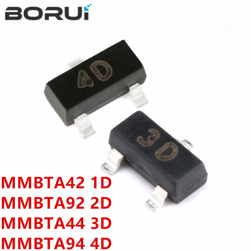 100pcs Mmbta42 1d Mmbta92 2d Mmbta44 Mmbta44lt1g 3d Sot-23 Mmbta94 4d ...