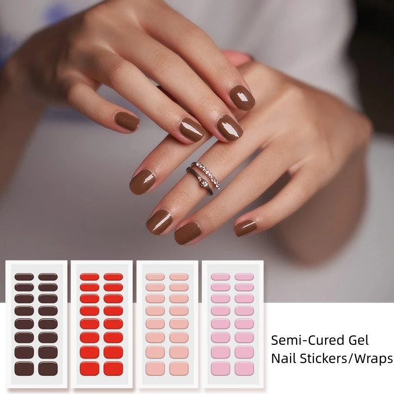 16pcs/set Hot Sale Gel Nail Sticker Solid Pure Nail Stickers Wholesale ...