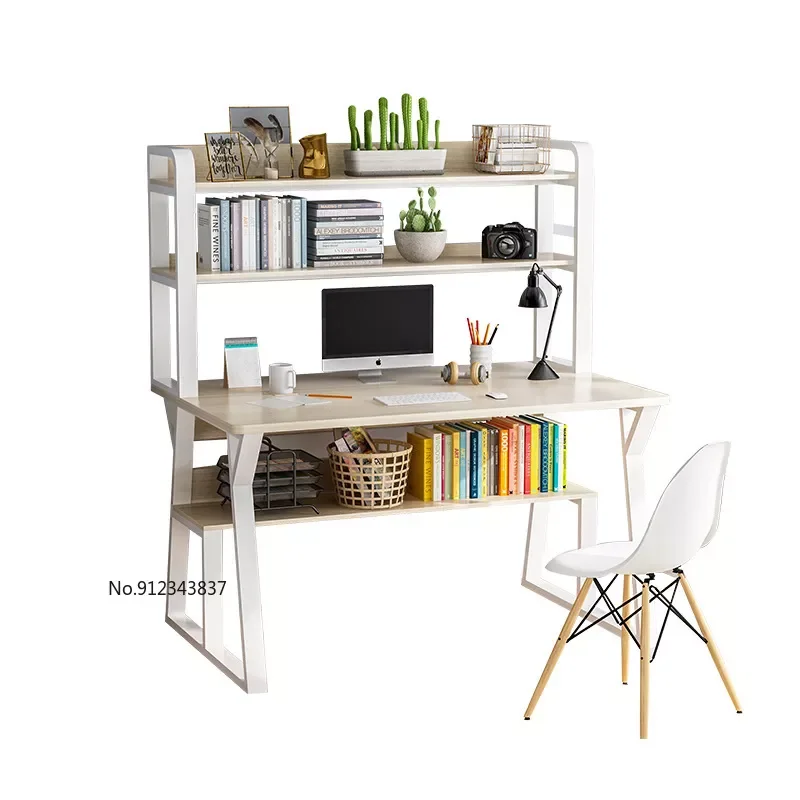 100cm Wooden Steel Computer Desk Laptop Table With Bookshelf Single ...