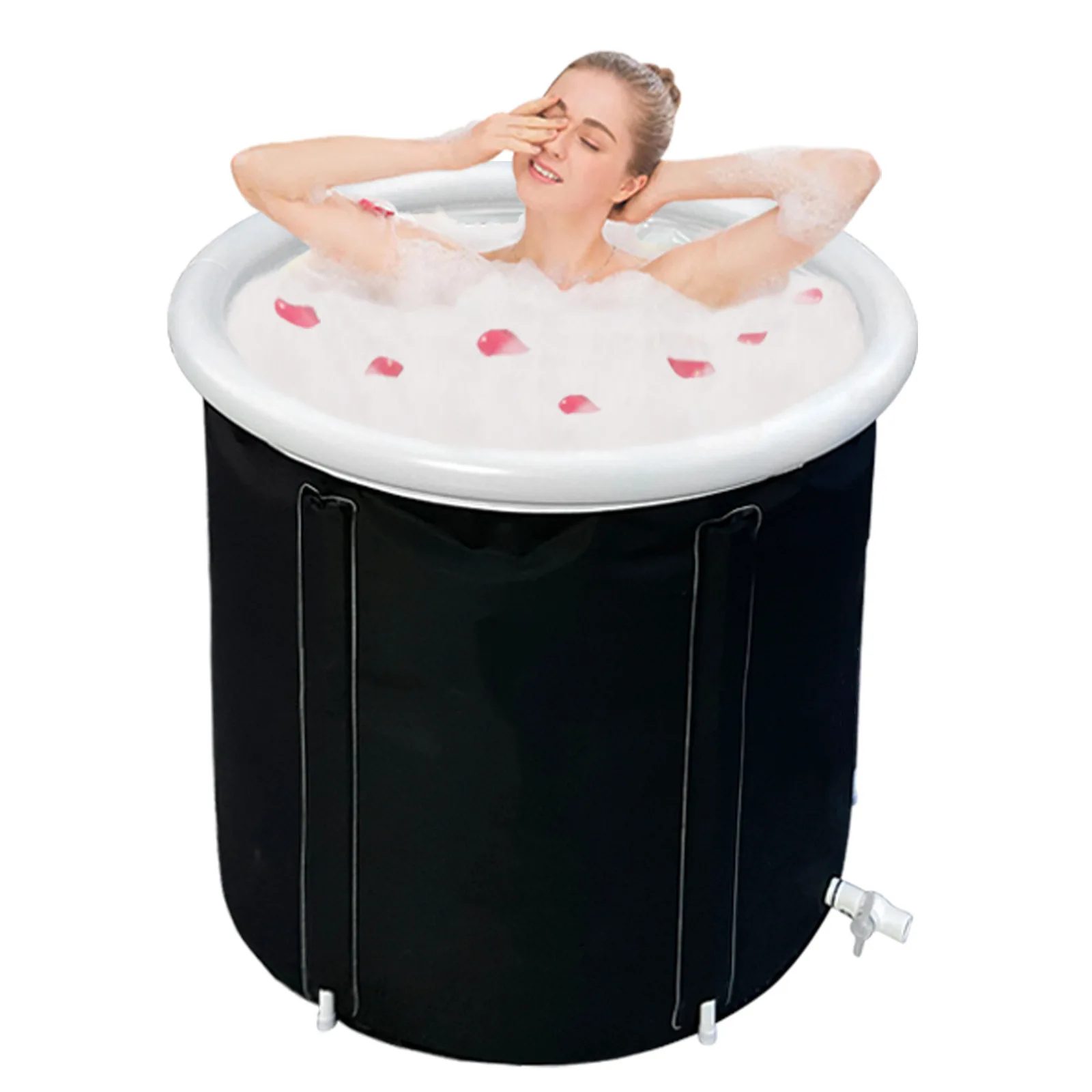 Black-Bubble-Bath-Bucket-Adult-Household-Folding-Bath-Bucket-PVC ...
