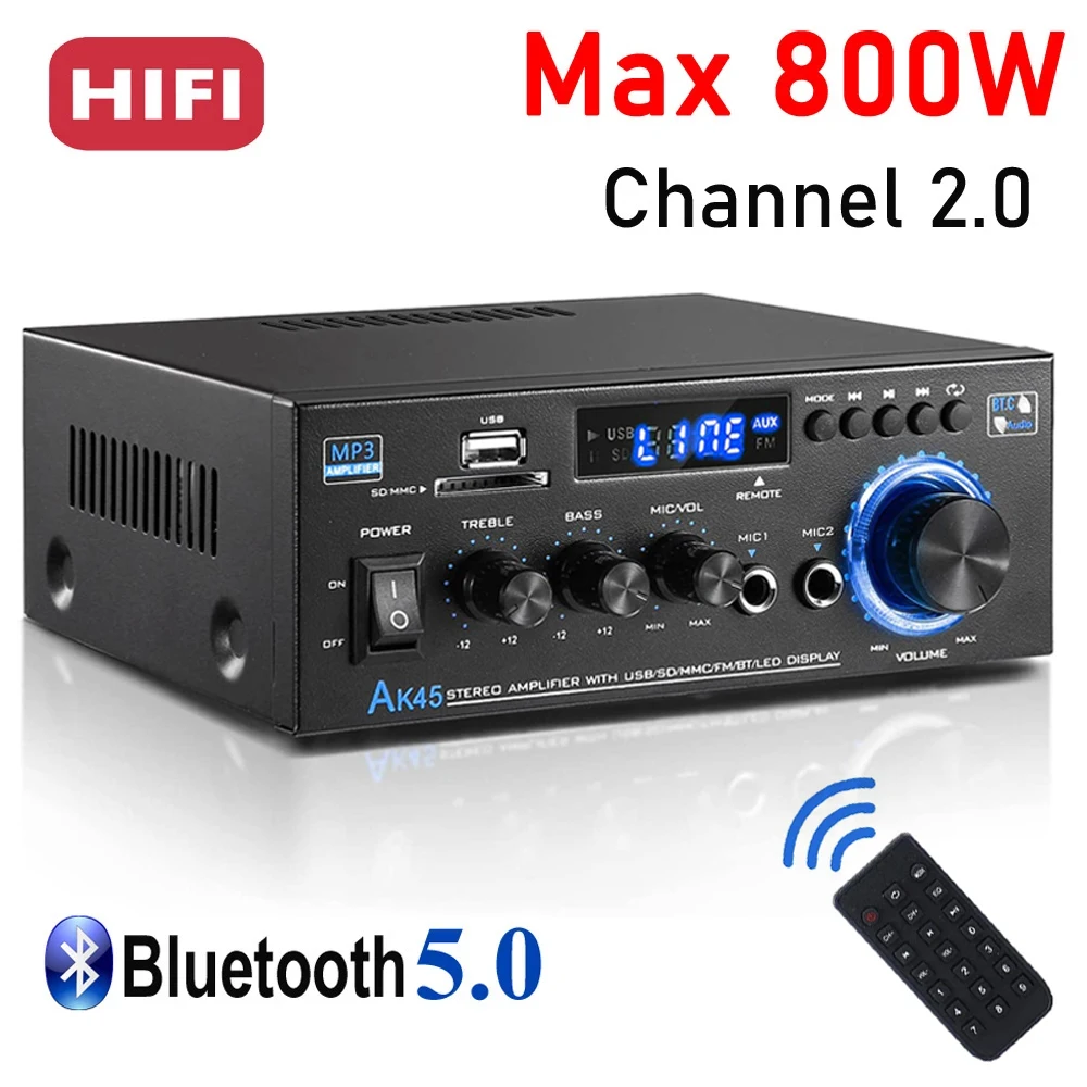 AK45 HiFi Digital Amplifier Max Power 90Wx2 Channel 2.0 Bluetooth ...