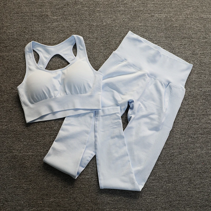 Seamless Yoga Set Women Fitness Clothing Sportswear Woman Gym Leggings Padded Push-up Strappy ...