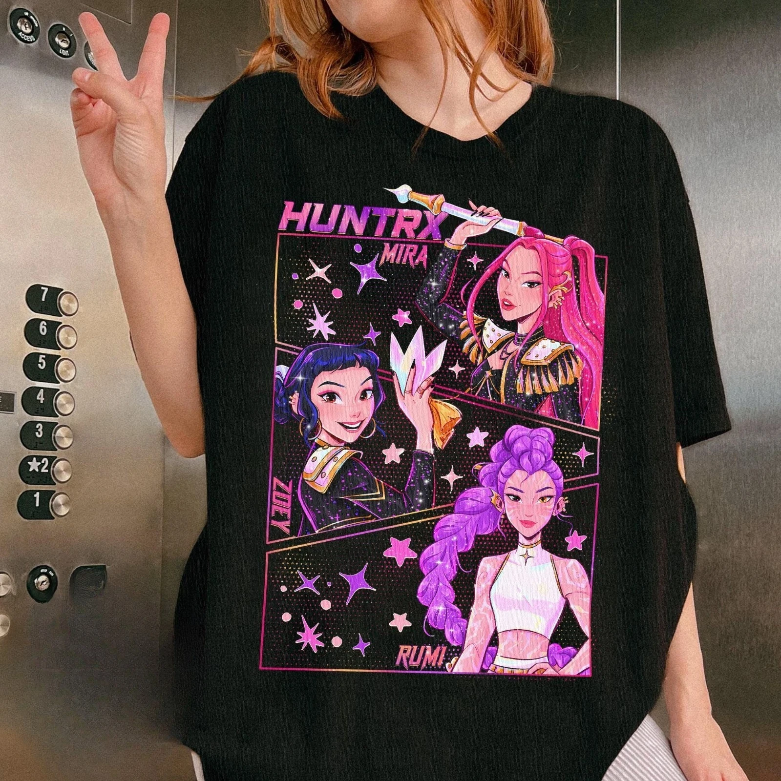 K-pop Cartoon Graphic Tee K-pop Demon Hunters Stckers | Huntrx Merch ...