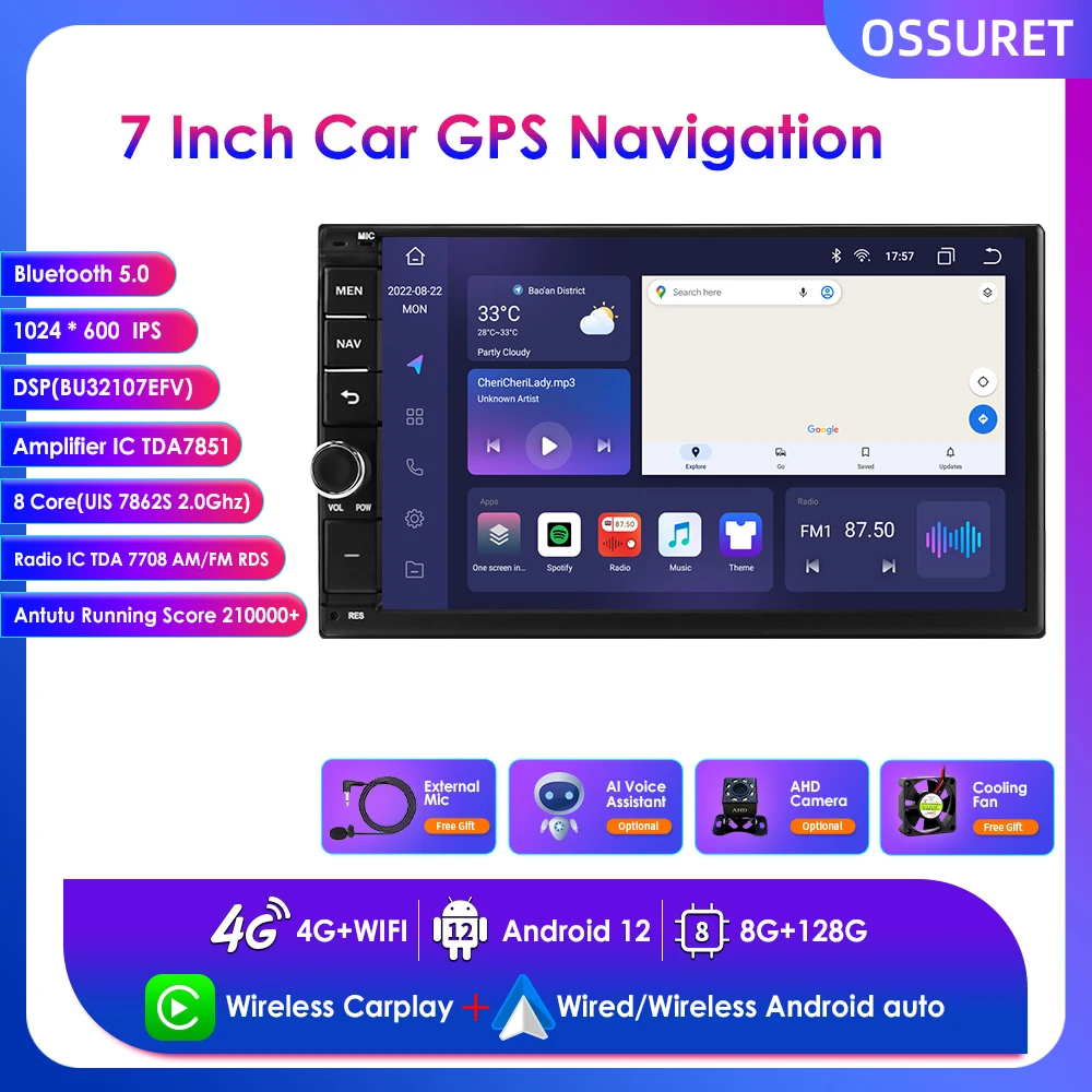 Mais recente Android 12 Octa Core 4G RAM 64G ROM DSP Universal Duplo 2 ...