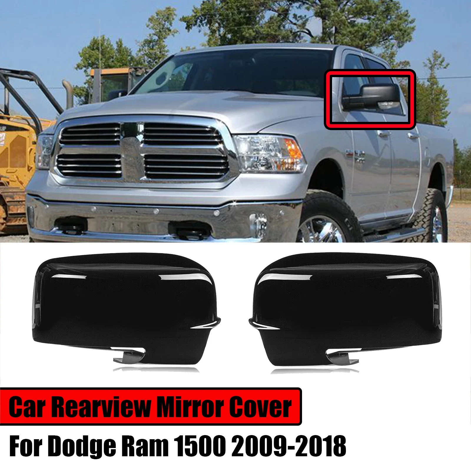 For-Dodge-Ram-1500-2009-2018-Car-Rearview-Mirror-Cover-Shell-Caps ...