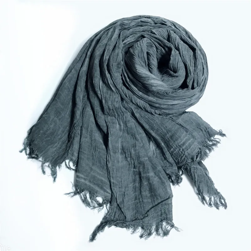 Japanese Style Unisex Cotton Linen Scarf Tie-dyed Autumn Winter Men ...