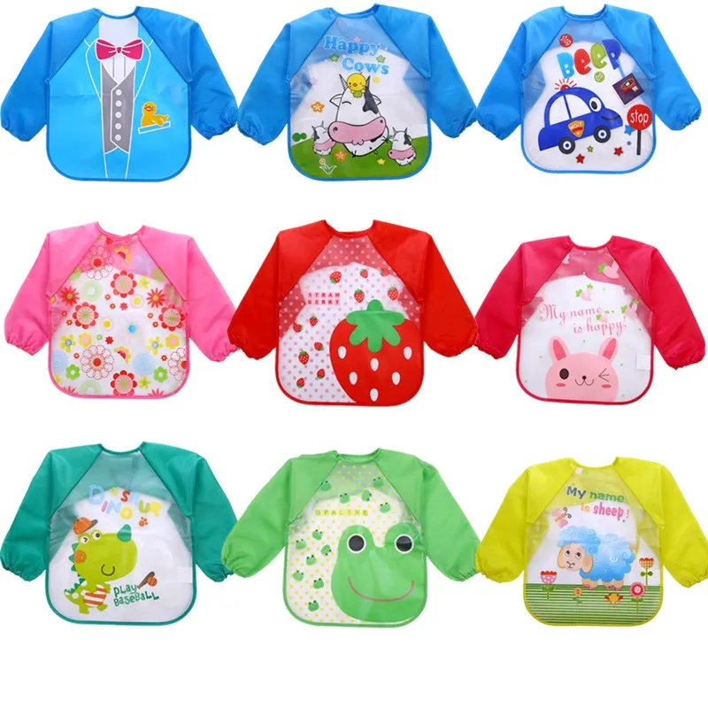 Baby Feeding Apron Long Sleeve Kids | Waterproof Baby Feeding Aprons ...