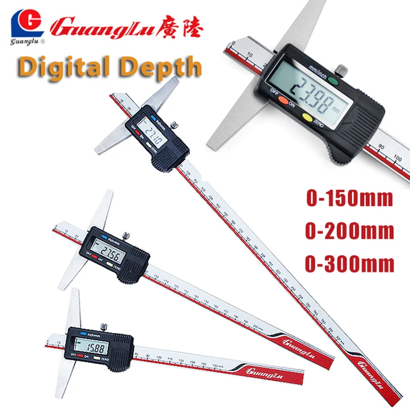 Guanglu-150mm-200mm-300mm-Digital-Display-Depth-Ruler-Caliper-High ...