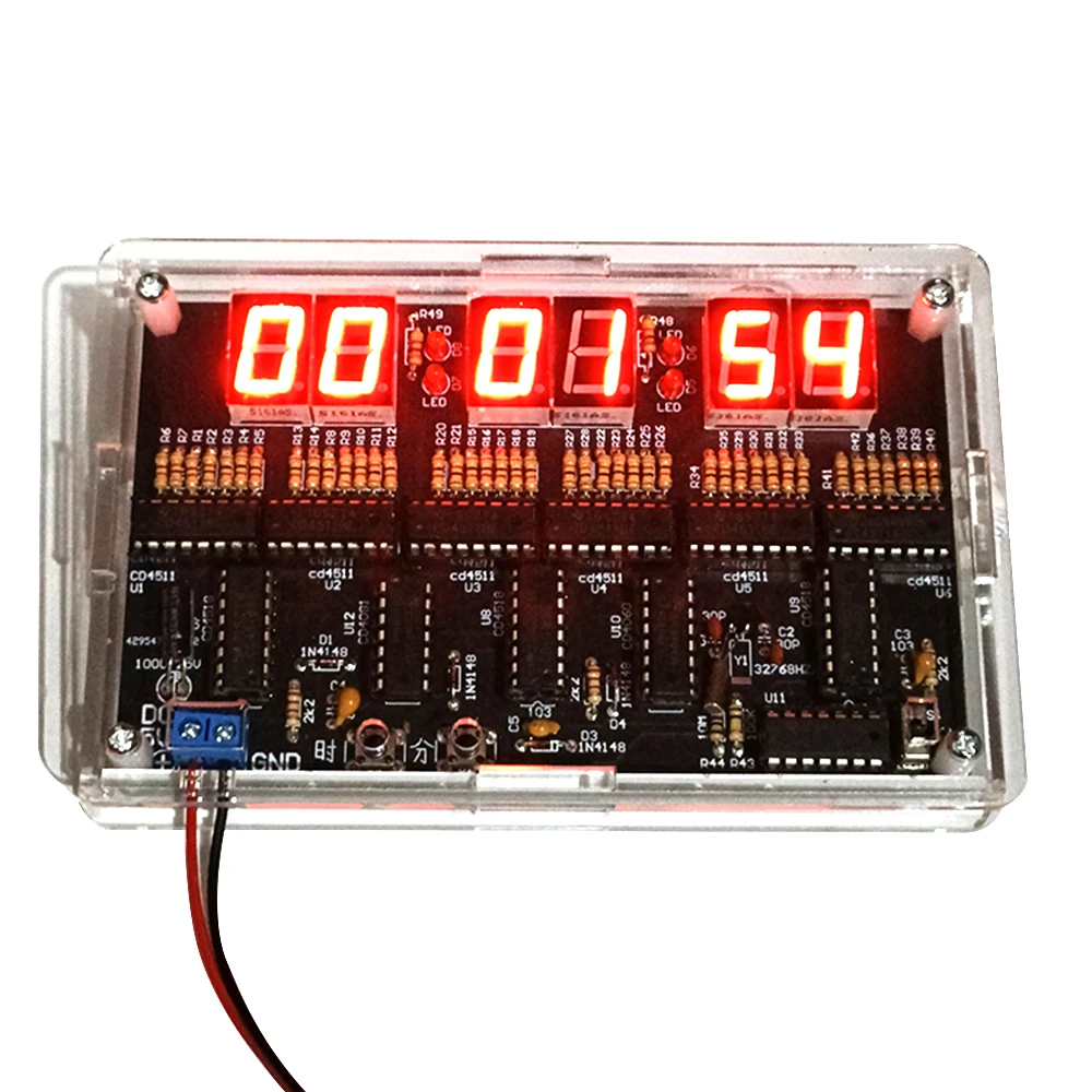 DC4-5V-5-5V-6-bit-Digital-Circuit-Clock-Kit-with-Case-Electronic-Clock ...
