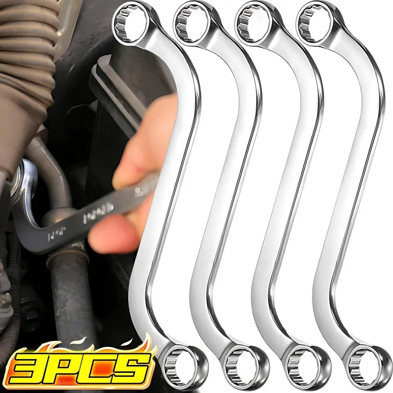 3/1PCS S-Shape Wrench Rustproof Carbon Steel Half Wrench Set with Clear ...