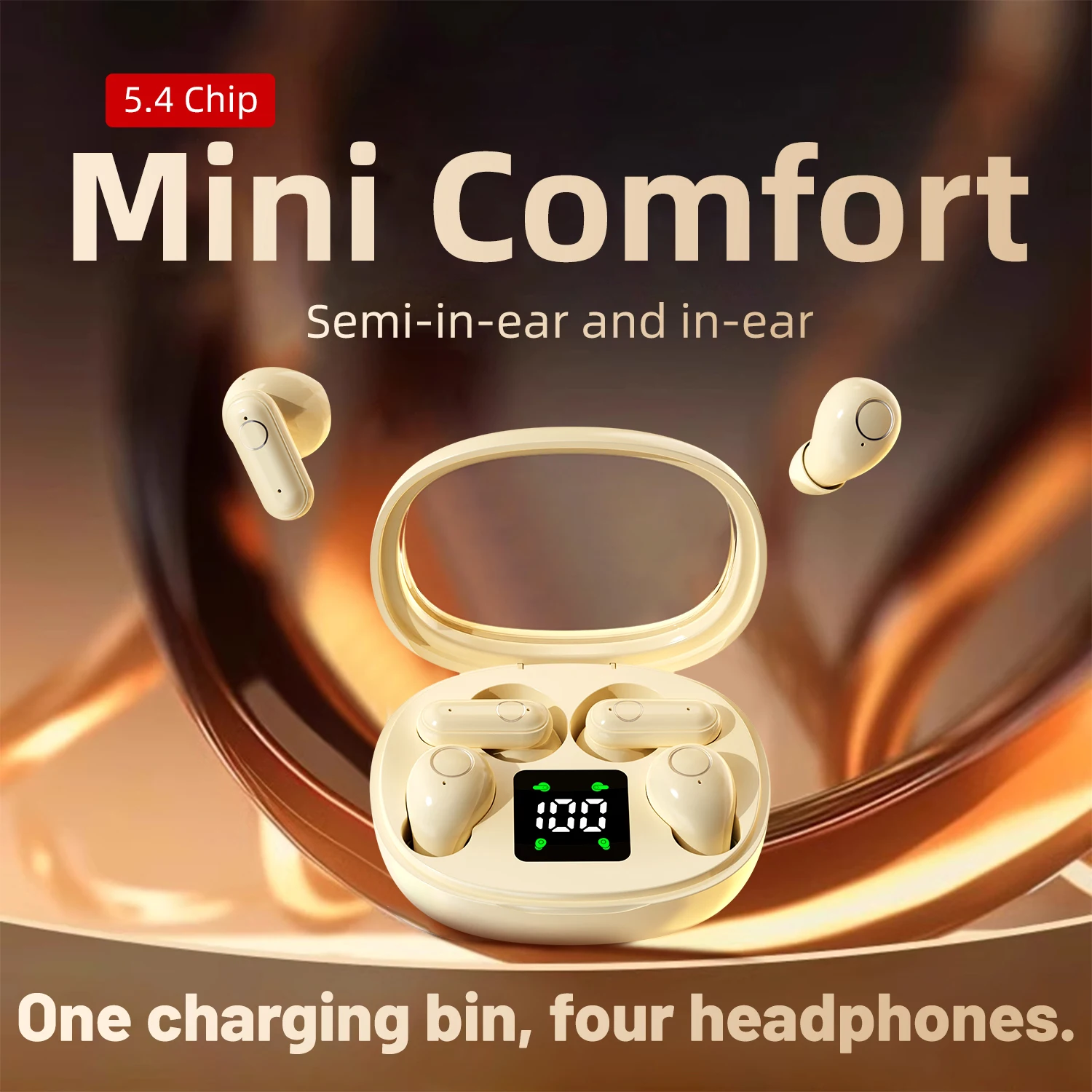 Ultra Small Headphones Bluetooth 5.4 Earphones Wireless Heasets HIFI HD ...