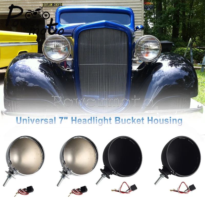 Steel Chrome 7" Dietz Style 6014 LED Headlight Bucket Housing Front ...