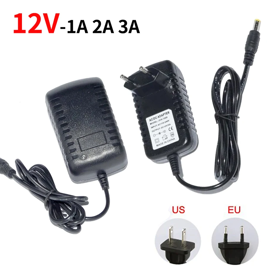 12-Volt-Power-Supply-Transformer-AC-110V-220V-To-DC-12V-EU-US-Power ...
