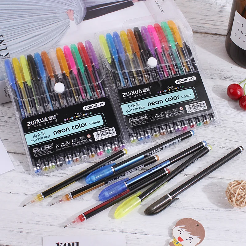 CHEN-LIN-12Colors-Set-Gel-Pen-Glitter-Highlighter-Pens-for-School ...