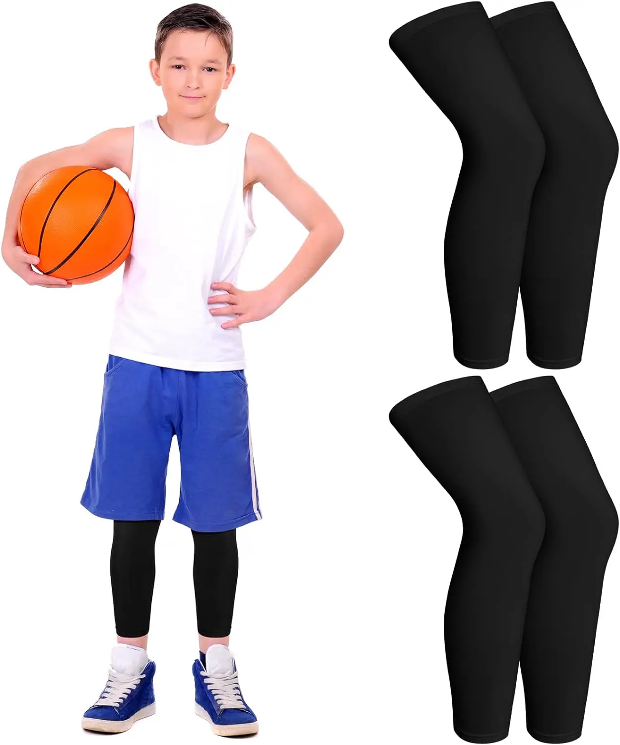 Kids-Long-Compression-Leg-Sleeves-Non-Slip-UV-Protection-Thigh-Calf-for ...
