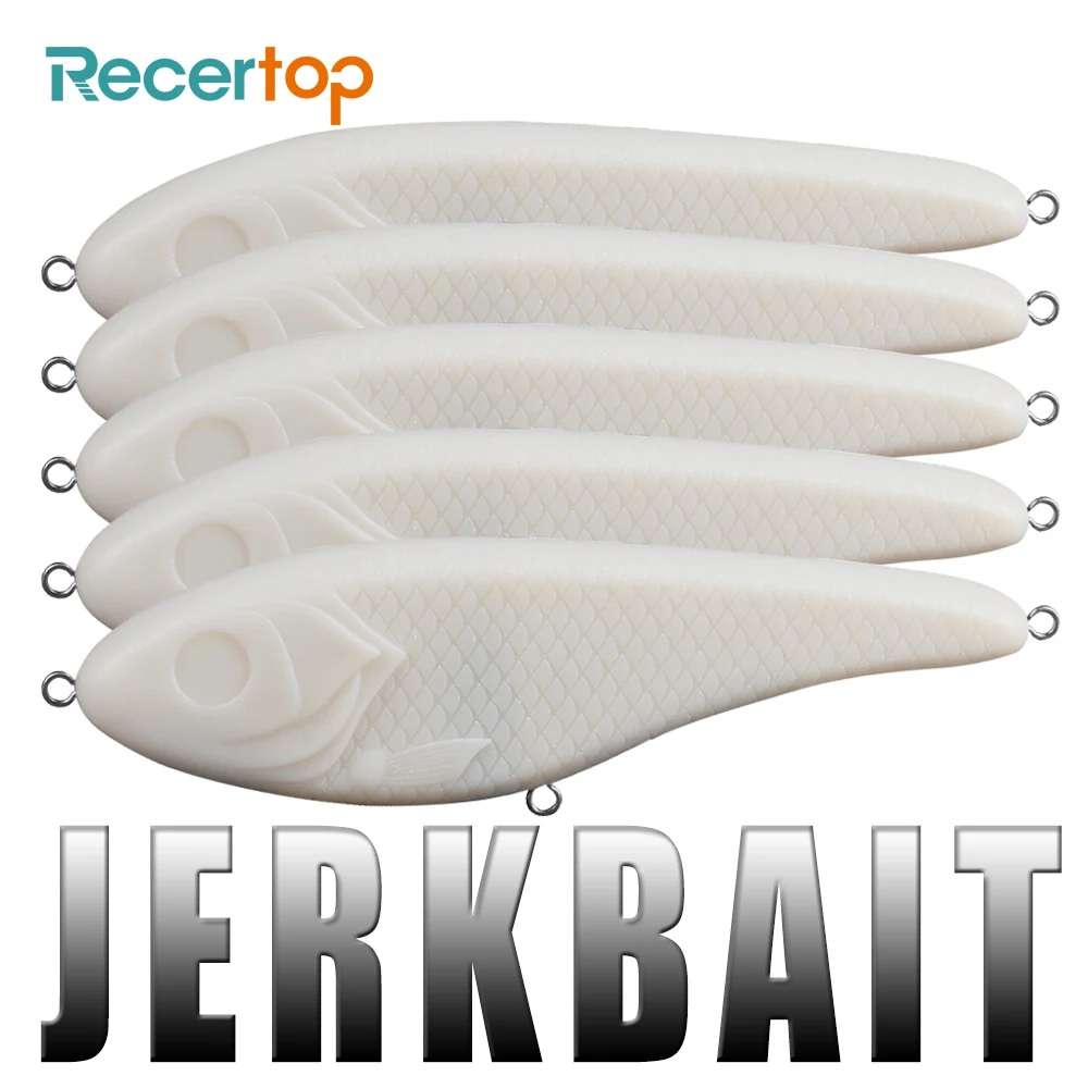 Recertop 5PCS / LOT Unpainted Sinking Jerk Bait Artificial Hard Bait ...