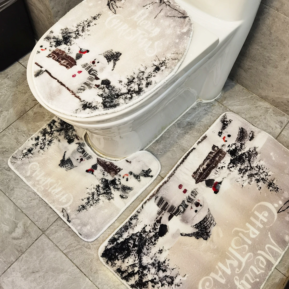 3-Pcs-Christmas-Snowman-Bath-Mat-Toilet-Seat-Covers-New-Year-s-Home ...