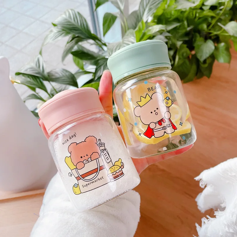 350ML-Korean-Style-Kids-Cute-Glass-Water-Bottles-for-Girls-Tea-Cup-Anti ...