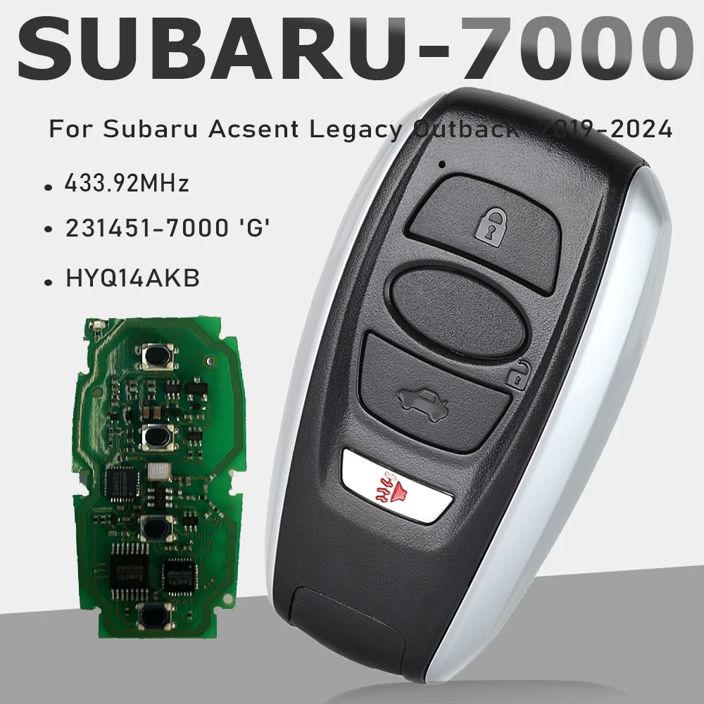 KEYECU 231451-7000 'G' Smart Remote Key 433.92MHz Fob for SUBARU ACSENT ...
