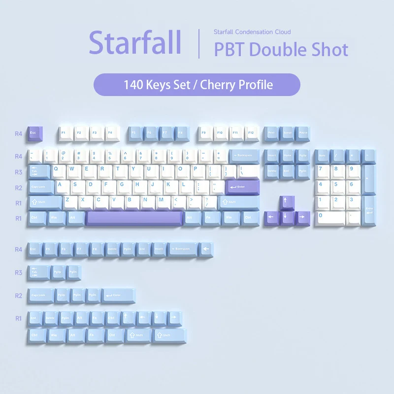 140-Keys-Starfall-Theme-Custom-Keyboard-Keycaps-Cherry-Profile-Double-Shot-PBT-Keycap-for ...