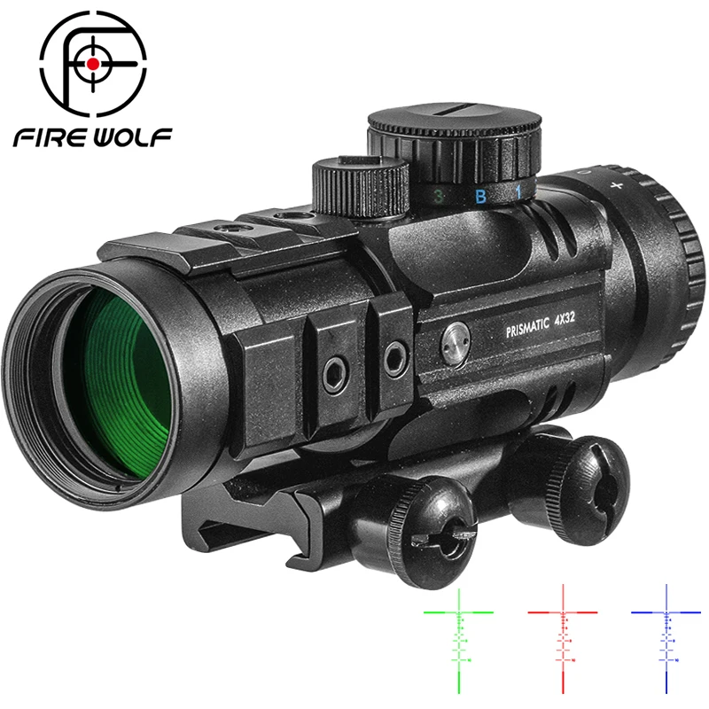 Fire Wolf 4X32 Scope Hunting Optical Sight Tactical Rifle Scope Green ...