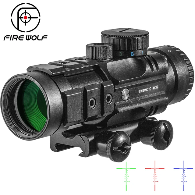 FIRE WOLF Tactical AK47 AK74 AR15 4.5×20 Mil-Dot Riflescope Hunting Red ...