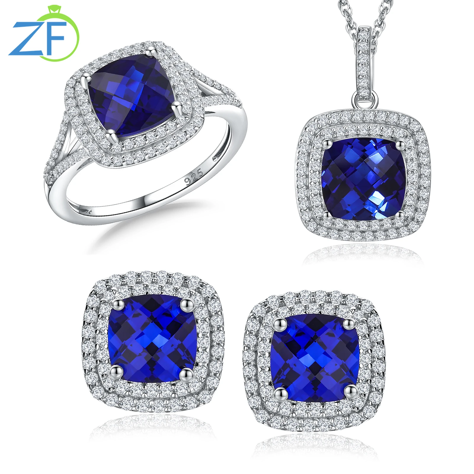 GZ-ZONGFA-Sapphire-Jewelry-Full-Set-For-Women-Real-925-Sterling-Silver ...