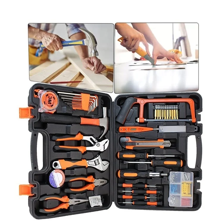 Household-Hand-Basic-General-Tool-Kit-100-Piece-With-Plastic-Toolbox ...