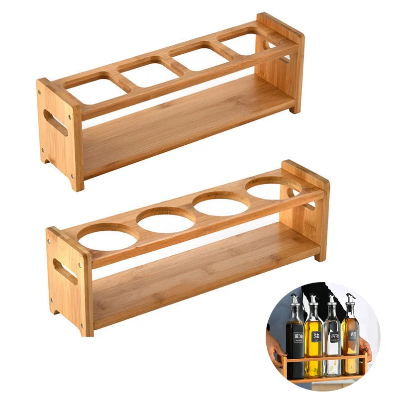 Kitchen-Helper-Bamboo-Wood-Shelf-Round-Square-Wooden-Oil-Bottle-Rack ...