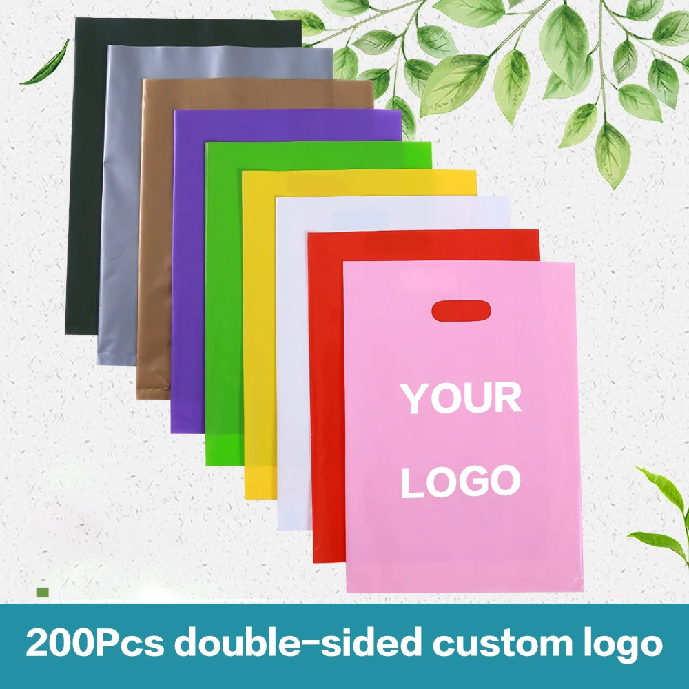 200pcs-Custom-logo-Shopping-Bag-Plastic-Flat-Gift-Packaging-Bag-with ...