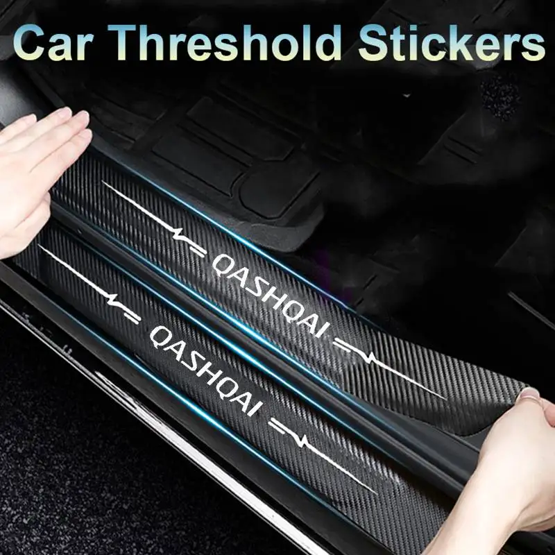 Carbon Fiber Car Door Threshold Protective Film For Nissan Qashqai Logo ...