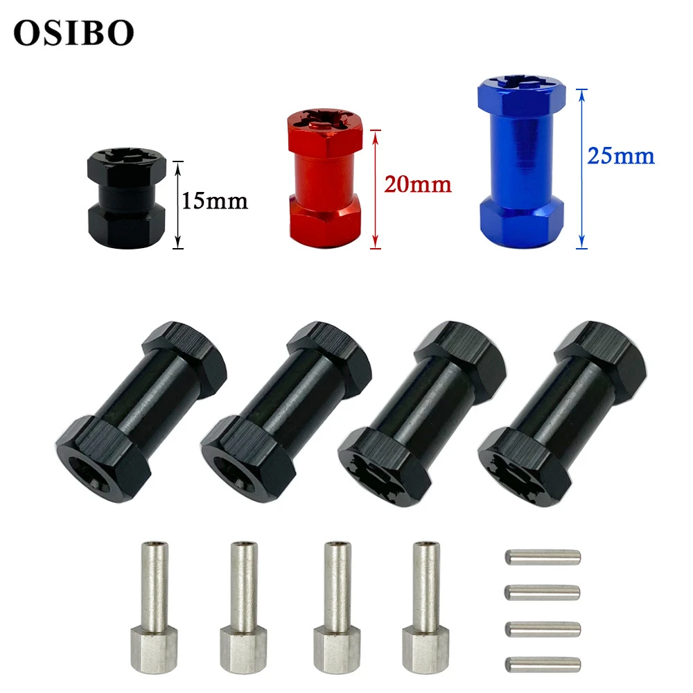 4pcs Aluminum Rc Car 12mm Hex Wheel Hub Drive Adaptor 15/20/25mm Extension Combiner Coupler For ...