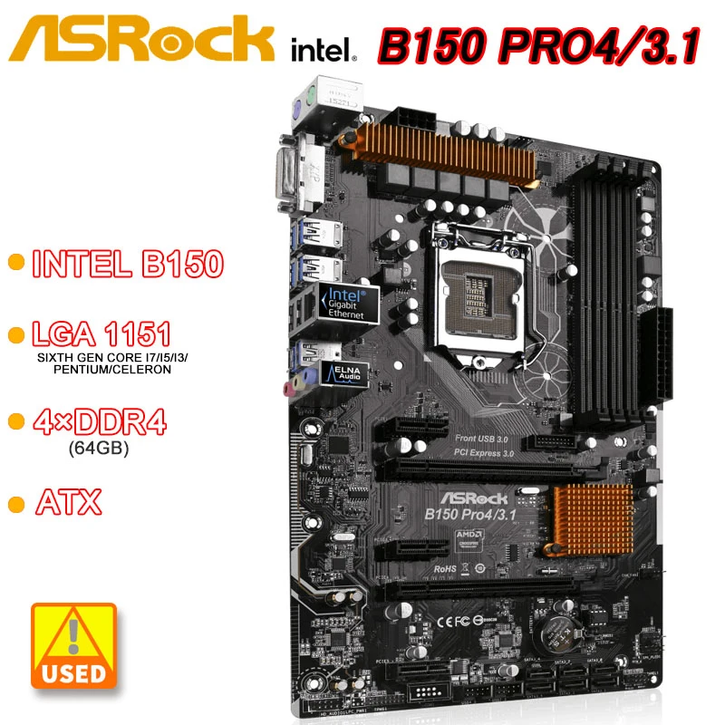 ASRock-B150-Pro4-3-1-LGA-1151-Intel-B150-B150M-Motherboard-DDR4-64GB ...