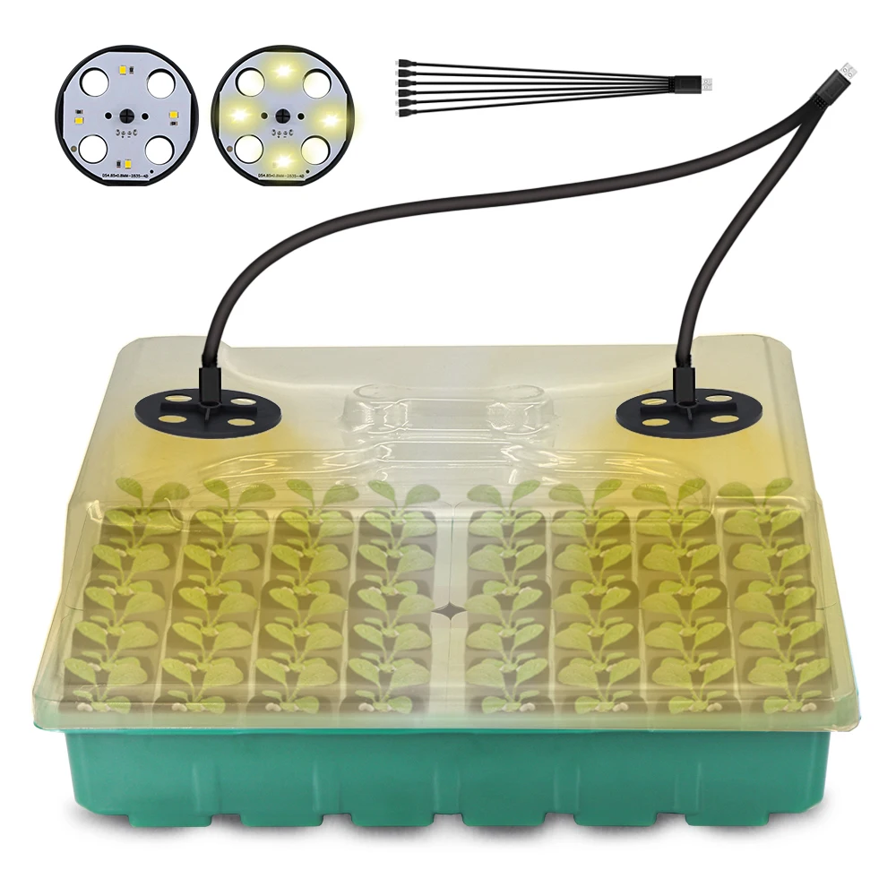 XXL 48-Cell Grow Light Nursery Seeds Germination Box Full Spectrum ...