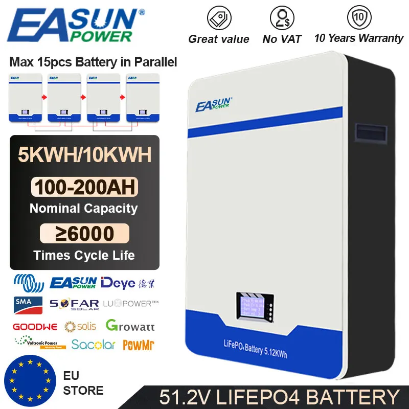 EASUN-48V-100AH-200AH-LiFePO4-Batterie-51-2V-Powerwall-Lithium-Fer ...